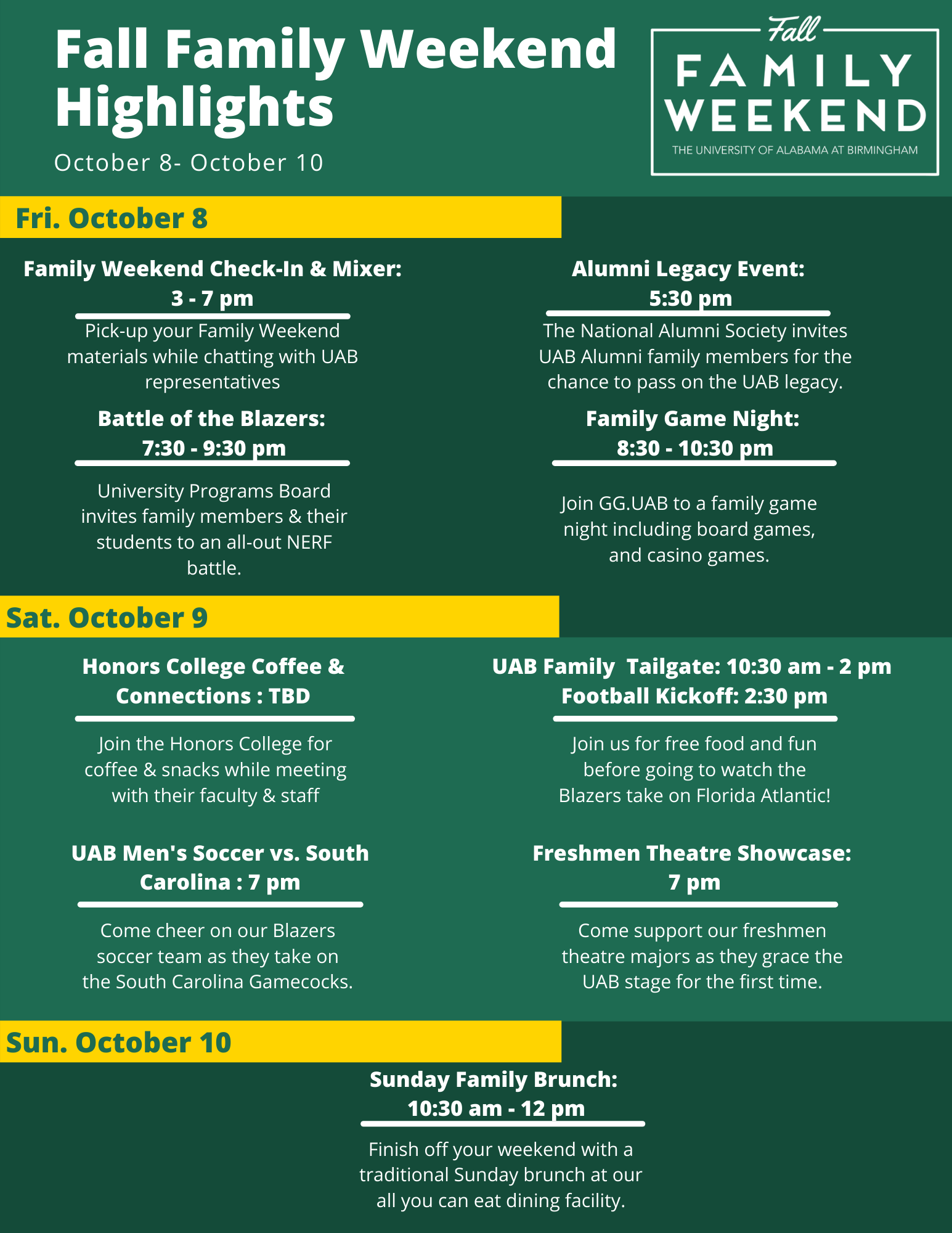 Fall Family Weekend 2021 | The UAB Family Hub