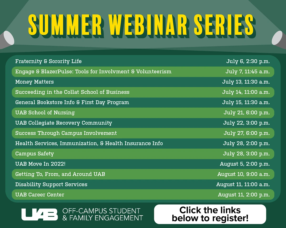 2022 Summer Webinars continue | The UAB Family Hub