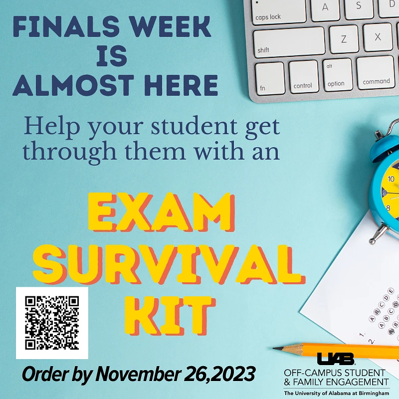Fall 2023 Exam Survival Kits are available now! | The UAB Family Hub
