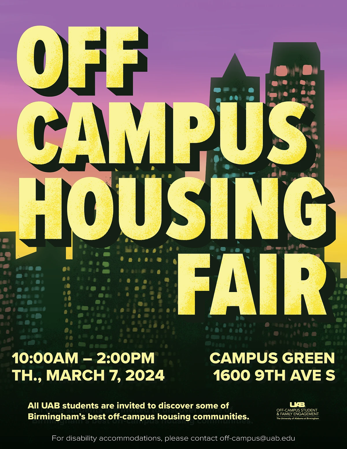 Annual UAB Off-Campus Housing Fair | The UAB Family Hub